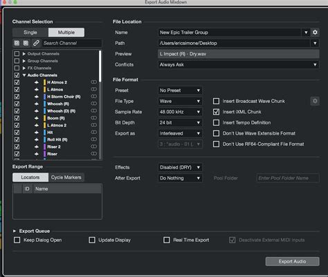 CUbase Exports Group Tracks As Well As Individual Channels Even Though