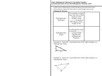 Pythagorean Theorem Converse Interactive Notebook Foldable Notes
