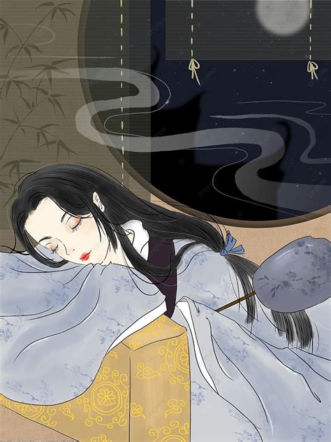 안녕히 주무세요 안녕히 주무세요 중국 스타일 고풍 일러스트 Pngtree 로열티 무료