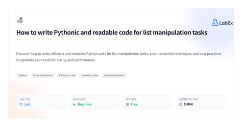 How To Write Pythonic And Readable Code For List Manipulation Tasks Labex