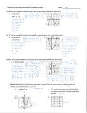 Practice B Writing Modeling With Quadratic Functions ANSWERS Pdf Course Hero