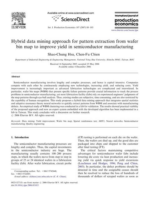 Pdf Hybrid Data Mining Approach For Pattern Extraction From Wafer Bin