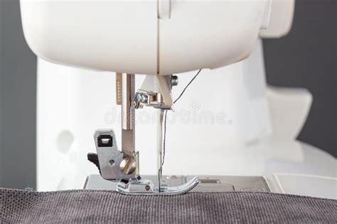 Sewing Machine Stitching Fabrics Needle In A Round Plan Stock Image
