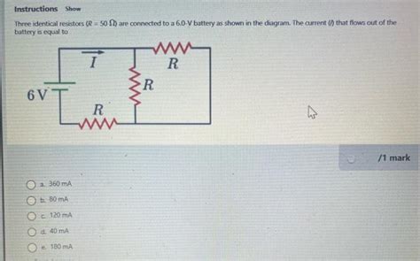 Solved Three Identical Resistors R50Ω Are Connected To A