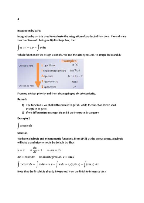 Lesson 5 Calculus 2 Notes 4 Integration By Parts Integration By Parts