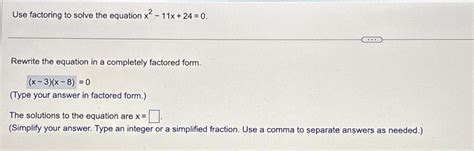 Solved Use Factoring To Solve The Equation