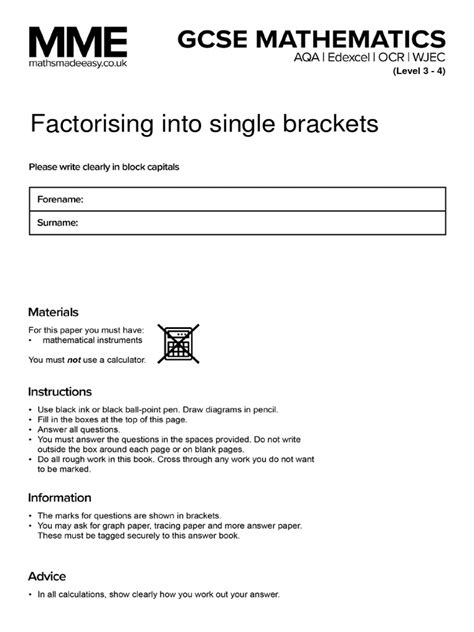 Factorising Questions Mme Pdf