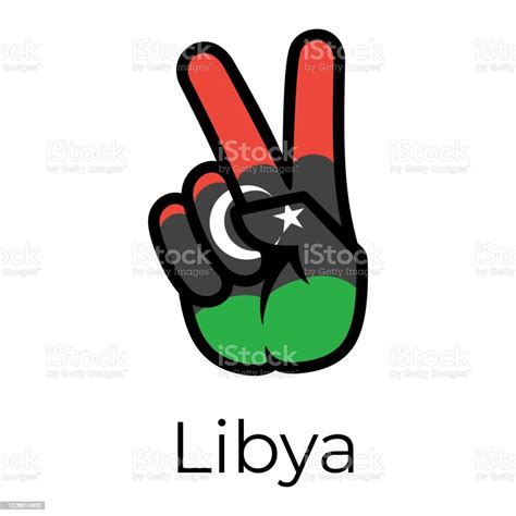 평화 표지판의 형태로 리비아 플래그 제스처 V 승리 기호 애국 기호 애플 리 케이 션에 대 한 아이콘 웹사이트 티셔츠 기념품 등