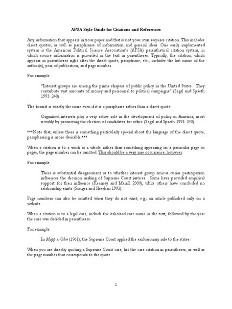 Apsa Style Case Citation Citation