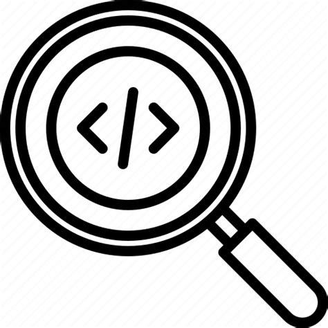 Code Developer Development Magnifier Programmer Search Icon