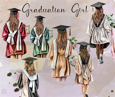 Graduation Png Bundle Watercolor Graduation Girl Clipart Classmates