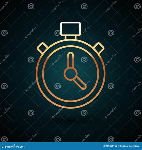Gold Line Stopwatch Icon Isolated On Dark Blue Background Time Timer