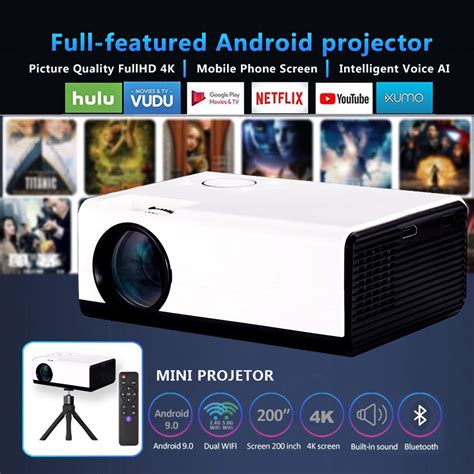 Projetor 4k Ultra Hd Android 9 0 LCD 7500 Lúmens 1080p Wifi Suporte