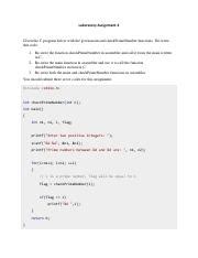 Laboratory Assignment Pdf Laboratory Assignment Given The C Program Below With The Given