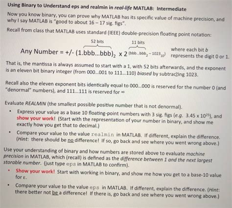 Solved Using Binary Understand Eps Realmin Real Life Matlab