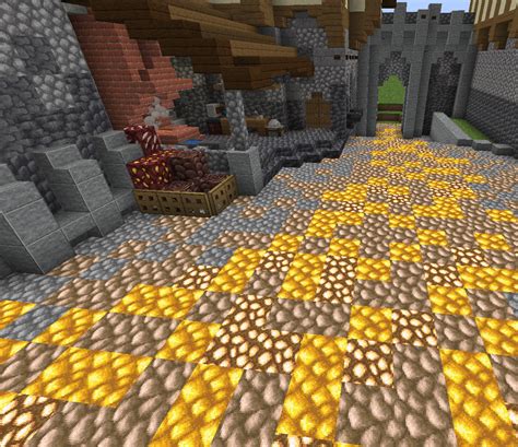 Gold Iron Cobblestone And Glowstone Make An Interesting Texture For