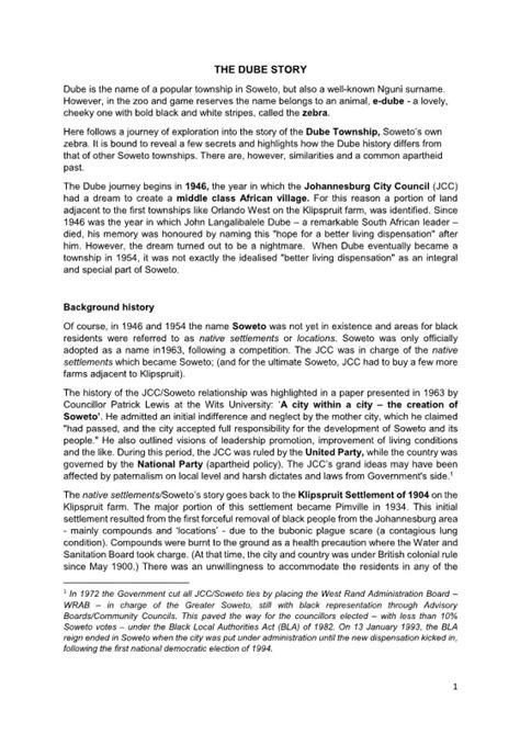 The Dube Story Dube Is The Name Of A Popular Township In Soweto But Also A Well Known Nguni