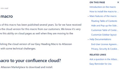 Easy Heading Macro Floating Table Of Contents Atlassian Marketplace