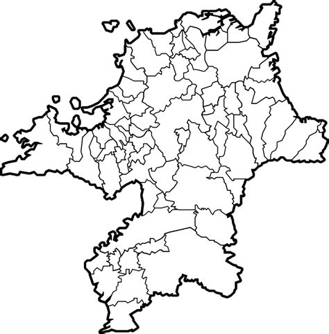 福岡県のカラーバリエーション地図画像｜都道府県の場所画像置場