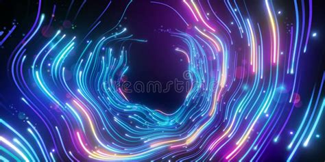 3d Rendering Digital Wallpaper Abstract Neon Background With Wavy