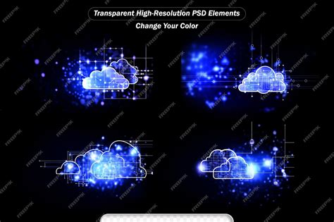 Premium Psd Digital Cloud Computing Cyber Security Digital Data Network Protection Set