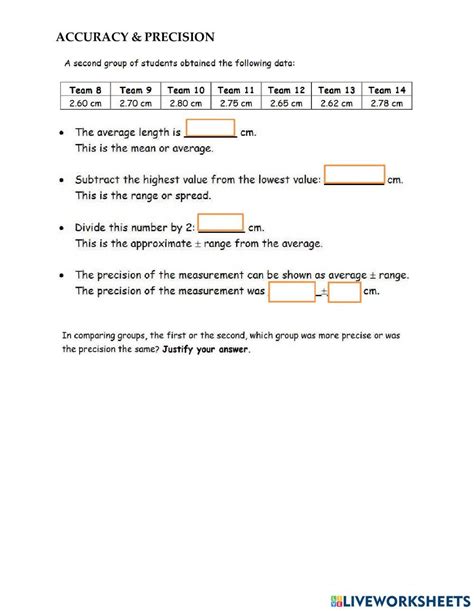 Accuracy And Precision Worksheet