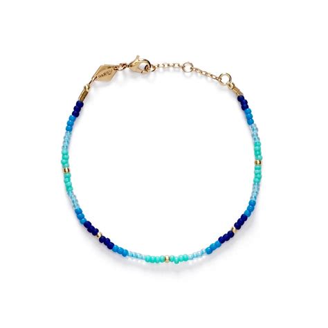 Anni Lu Tie Dye Gold Plated Bracelet W Blue Crush Beads The