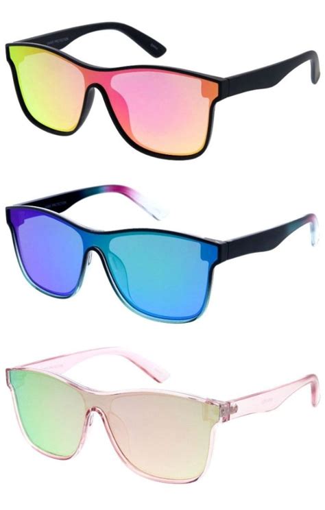 Matte And Translucent Frame Mirrored Horn Rimmed Shield Wholesale Sunglasses