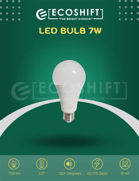 Led Bulb 7w E27 Bulb Holder Efficient Lighting Solution Ecoshift