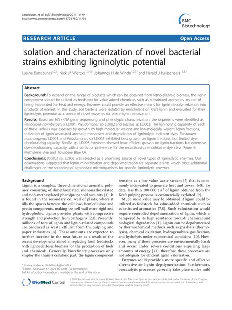 Pdf Isolation And Characterization Of Novel Bacterial Strains