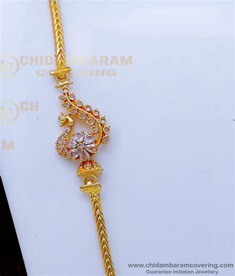 Buy White Stone Peacock Design Mugappu Thali Chain Designs