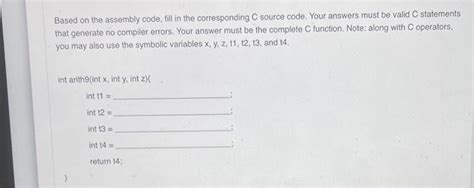 solved part f c code given assembly [16 points] consider