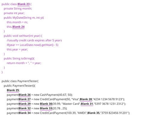 Solved Fill In The Blanks To Complete The Java Code Based On