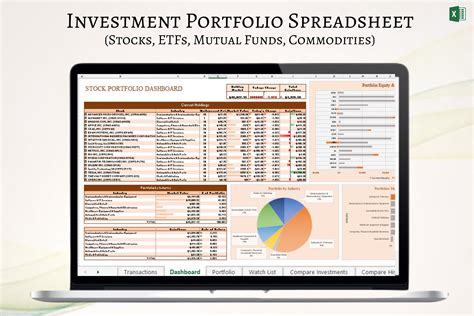 Investment Portfolioanalysis Excel Spreadsheet Stocks Etfs Mutual