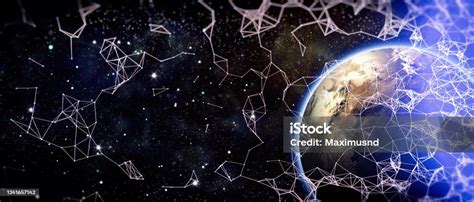 인터넷 비즈니스를 위한 지구 암호 화폐 및 블록 체인 및 Iotcommunication 기술 지구상의 통신과 글로벌 네트워크