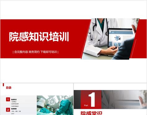 2020红色简约院感知识培训内容ppt 包站长