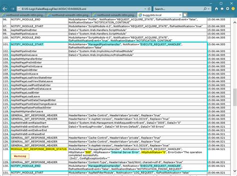 Reading A Freb Log A Failed Request Tracing Iis Request Processing Pipeline Execution