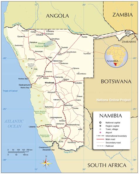 Political Map Of Regions In Namibia