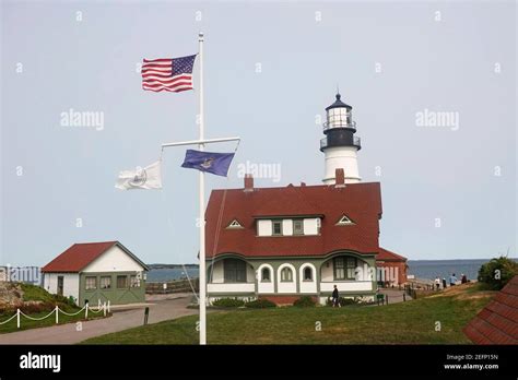 Cape Elizabeth Lighthouse Portland Maine Stock Photo Alamy