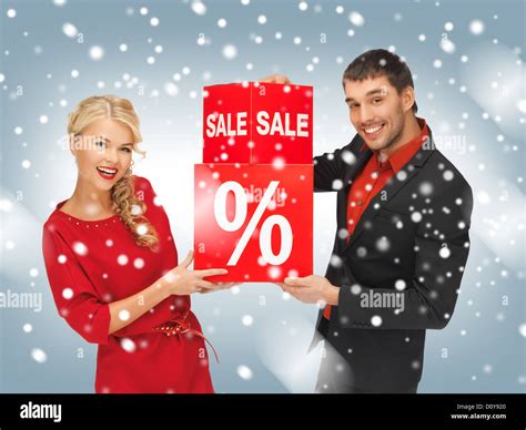 Man And Woman With Percent Sign Stock Photo Alamy