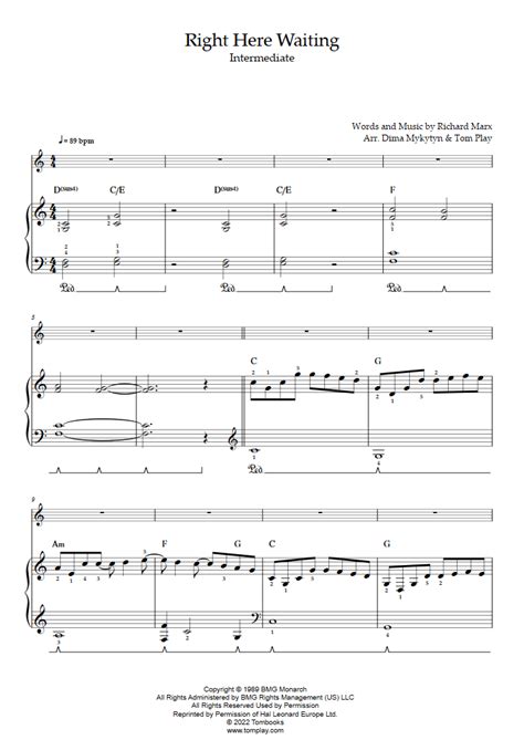 Right Here Waiting Intermediate Level With Orchestra 리처드 막스 피아노 악보