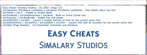 Mod The Sims EasyCheats New Commands Shortcuts By Simalary44 Sims 4 Downloads