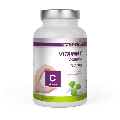Vita2You Vitamin C Acerola 1500mg Natürliches Vitamin C - Hochdosiert ...