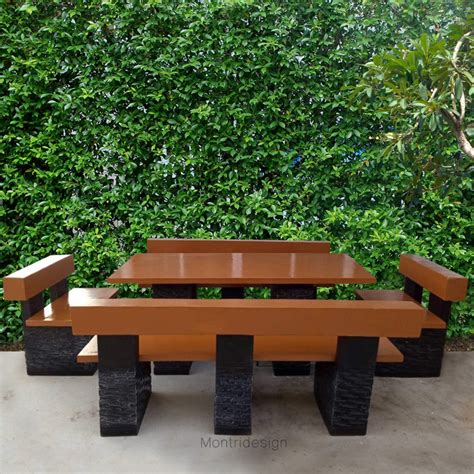 Montri Design โต๊ะโมเดิร์นพนักพิง ขนาด 150 80 Cm รุ่น Sk25 ภาคเหนือ สีน้ำตาล 2ชุด Thaipick