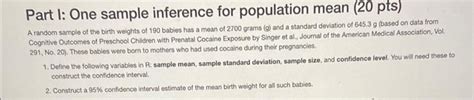 Solved Part I One Sample Inference For Population Mean 20