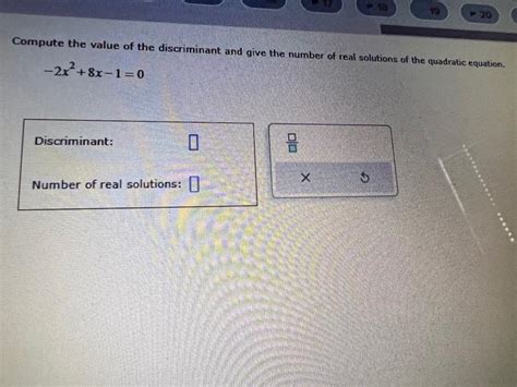 Solved Compute The Value Of The Discriminant And Give The Chegg