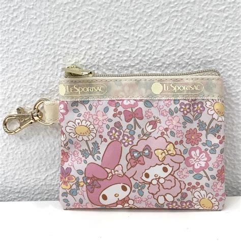 Lesportsac Melody 美樂蒂 掛勾 零錢包 收納包 鑰匙包 證件夾 工作證 降落傘防水 限量 蝦皮購物