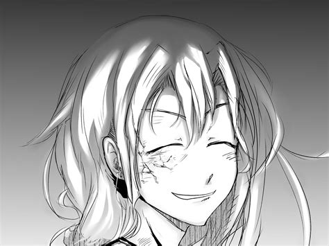 Anime Girl Smiling And Crying Drawing