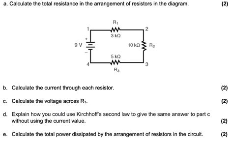 Solved A Calculate The Total Resistance In The Arrangement Of Resistors In The Diagram 2 R1