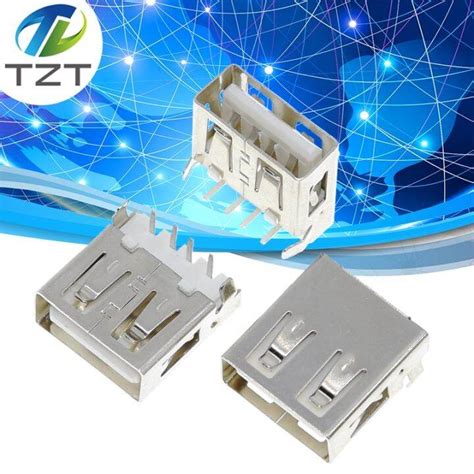 10pcs Usb Type A Standard Port Female Solder Jacks Connector Pcb Socket
